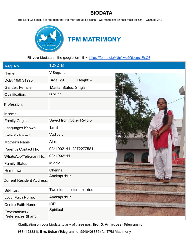 TPM Matrimony: Biodata | PDF