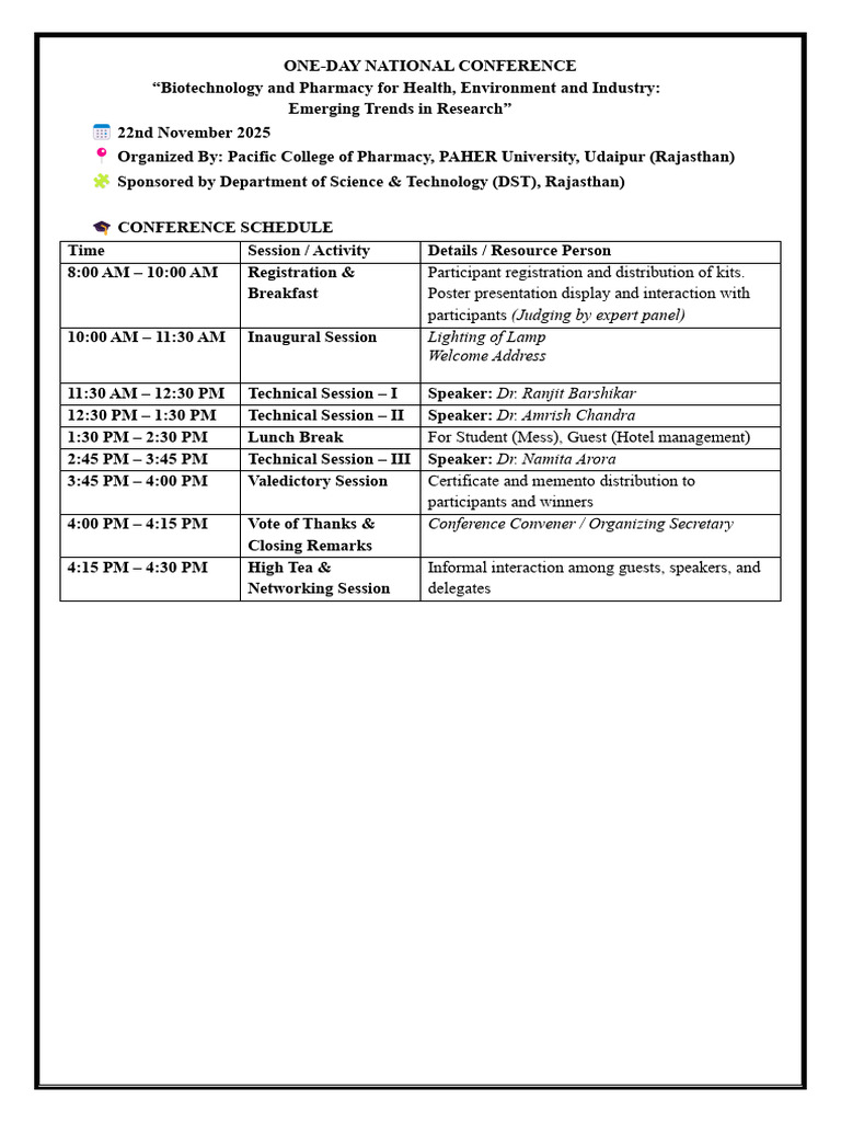 Schedule 22 Nov. 2025 | PDF