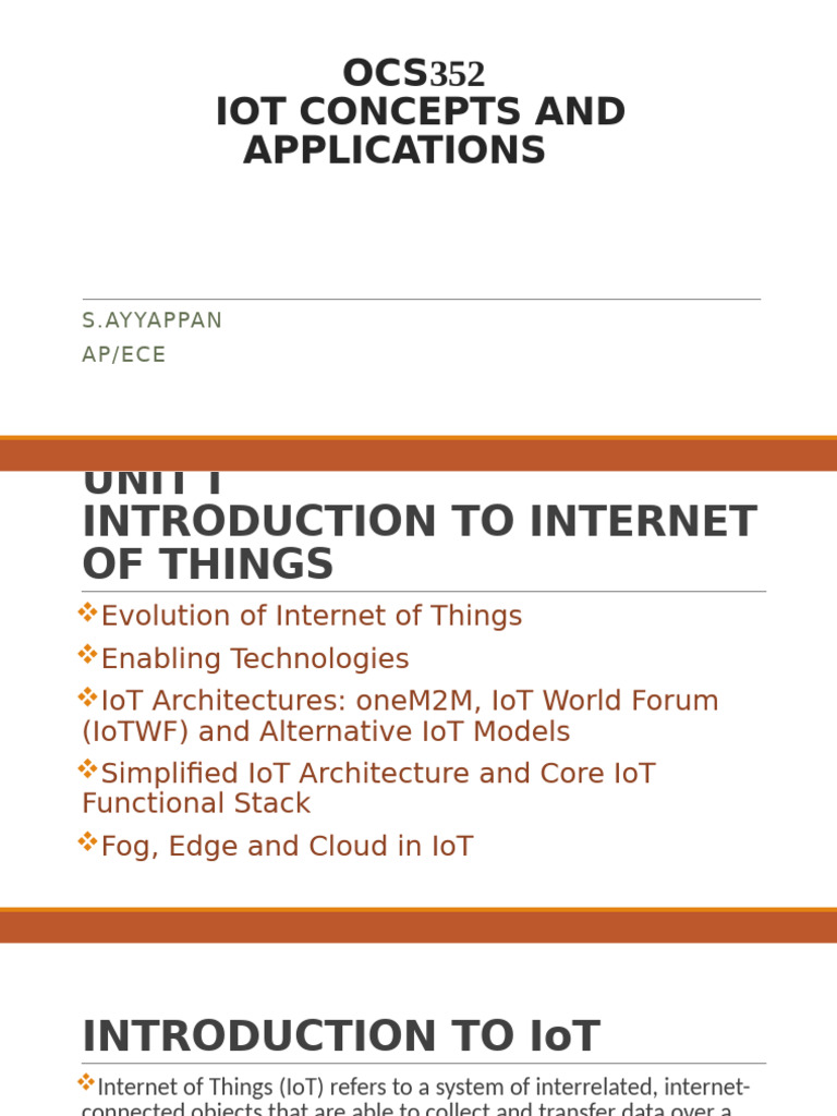 OCS352 IoT Concepts and Its Application | PDF
