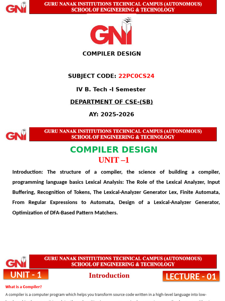 RR CD Unit 1 Gnitc Format | PDF | Scope (Computer Science) | Compiler