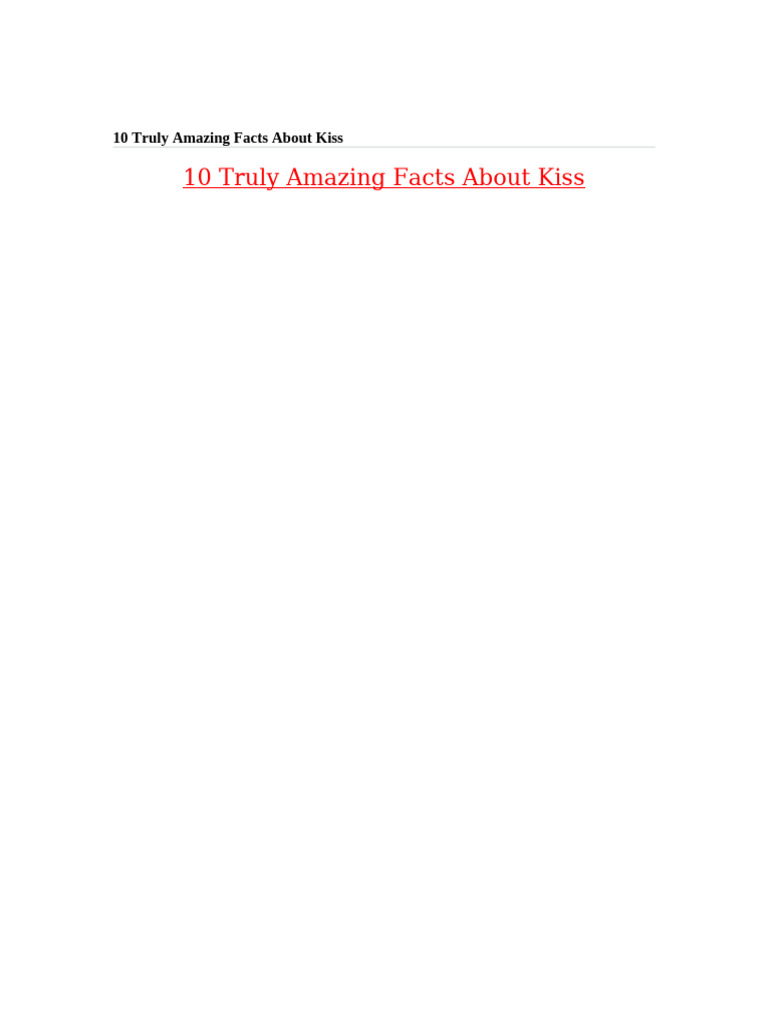 10 Amazing Facts About Kissing | PDF