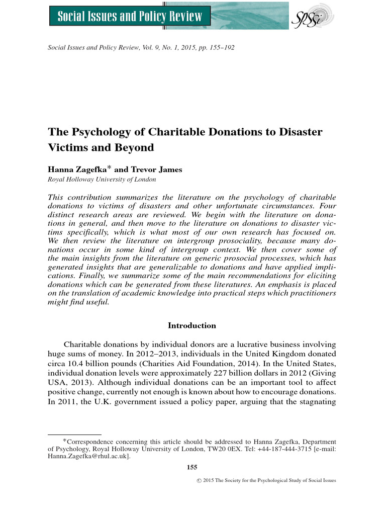 NCKH Donation Disaster Victims | PDF | Social Psychology ...