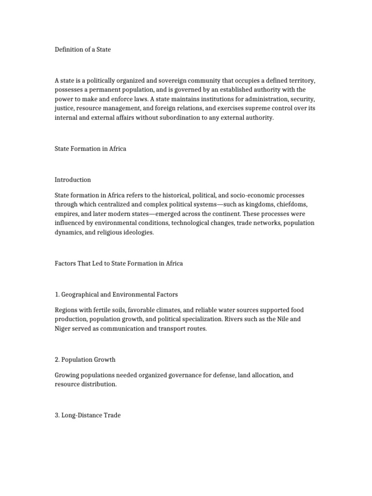 State Formation in Africa | PDF | Africa | State (Polity)