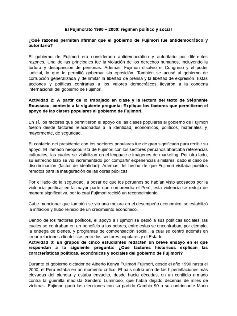 El fujimorato | PDF | Perú | Gobierno