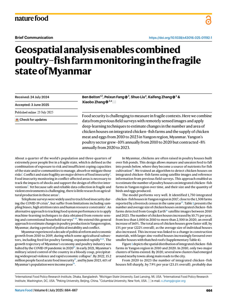 Nature Food-Geospatial Analysis Enables Combined Poultry-Fish Farm ...
