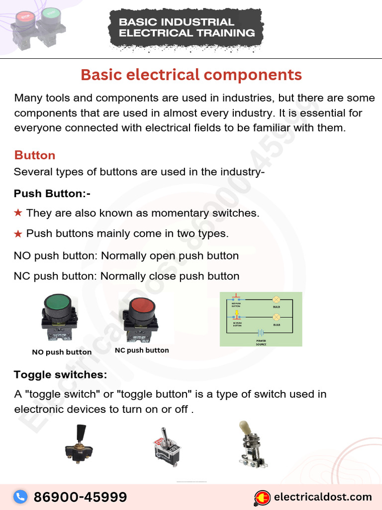 Basic Electrical Components: Button | PDF | Relay | Switch