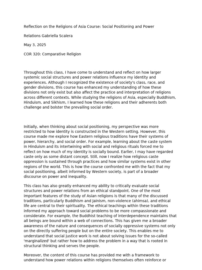 Reflection Paper8.Editednew | PDF | Social Justice | Gender