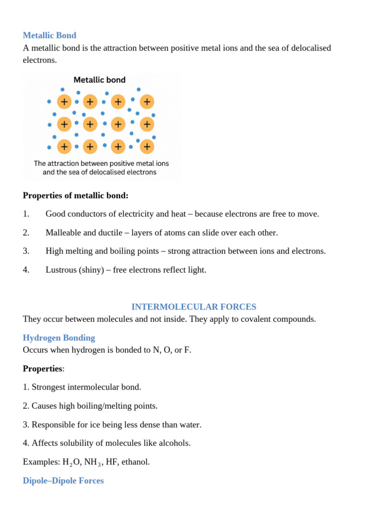 Bond and Intermolecular Forces | PDF | Chemical Bond | Chemical Polarity