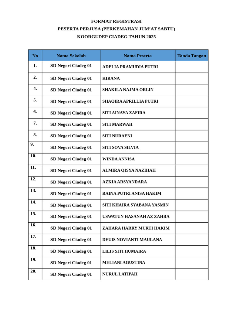 Format Registrasi | PDF
