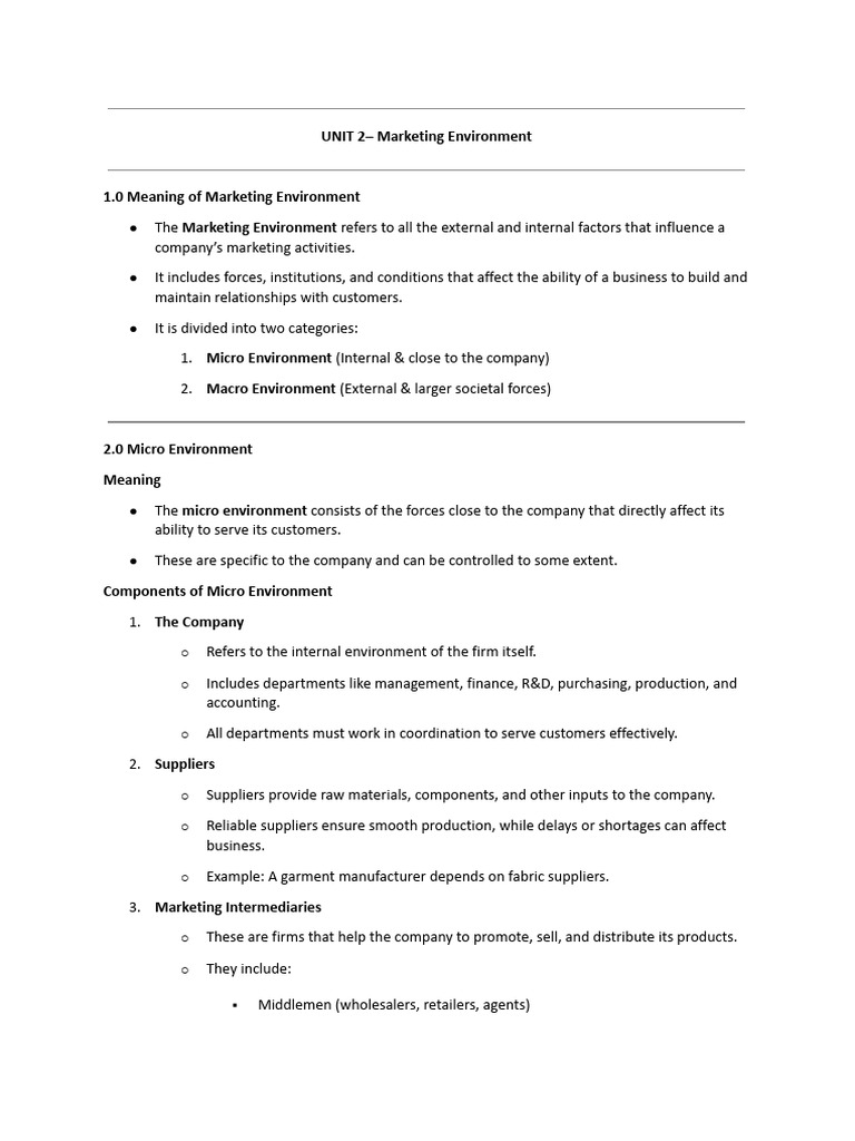 Unit 2 Marketing Environment - Docx-2 | PDF | Marketing | Macroeconomics