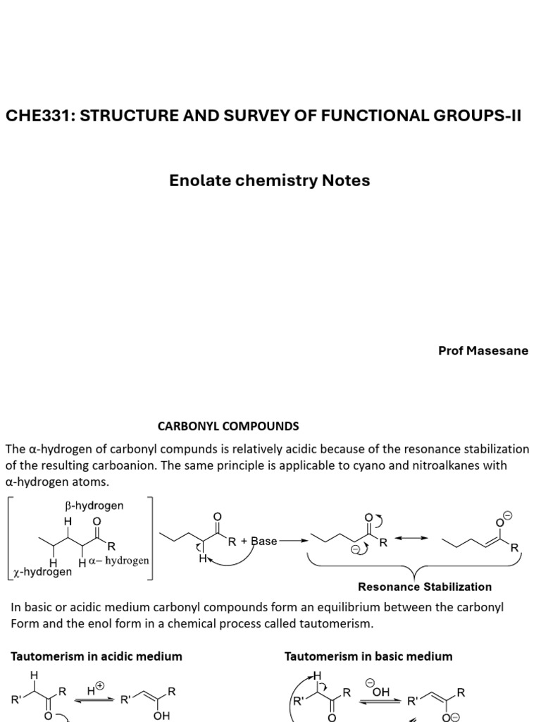 Enolate Chemistry and Aldol Reactions | PDF | Ester | Chemical Reactions