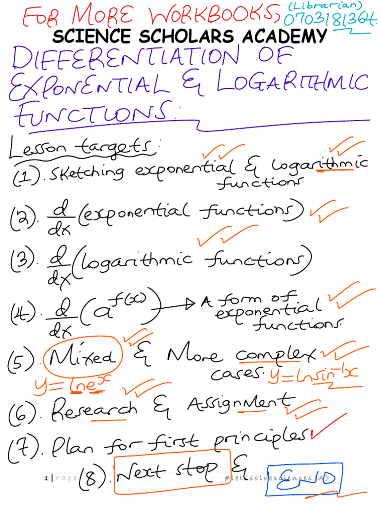 Diff of Exponential & Log Functions - Ssa? | PDF