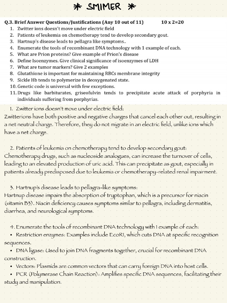 Biochemistry Justification Paper 2 | PDF