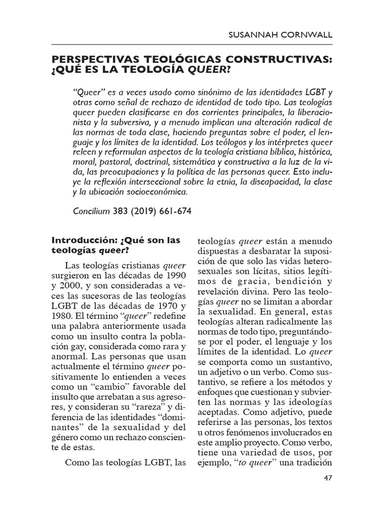 CORNWALL Qué Es La Teología Queer | PDF | Queer | Teología
