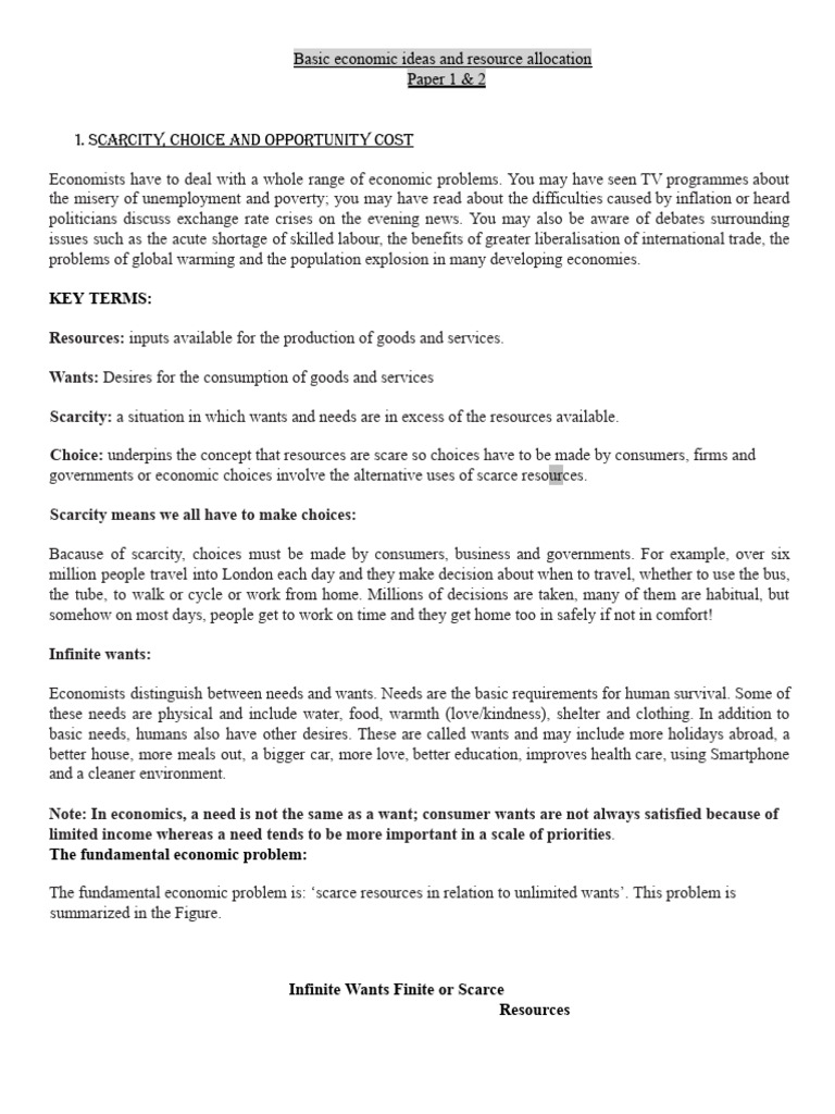 Basic Economic Ideas and Resource Allocation | PDF | Economics | Economies