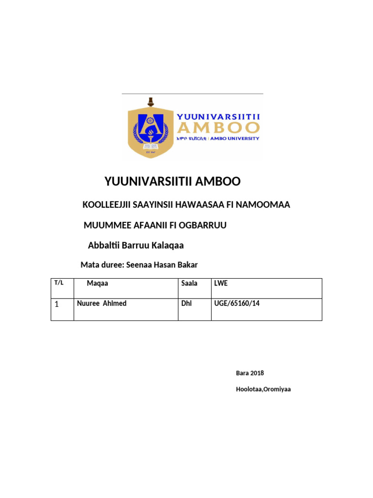 Ambo University | PDF