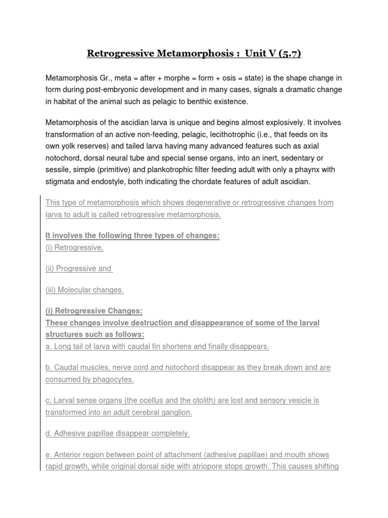 15880665875.7 Retrogressive Metamorphosis | PDF | Anatomy | Zoology