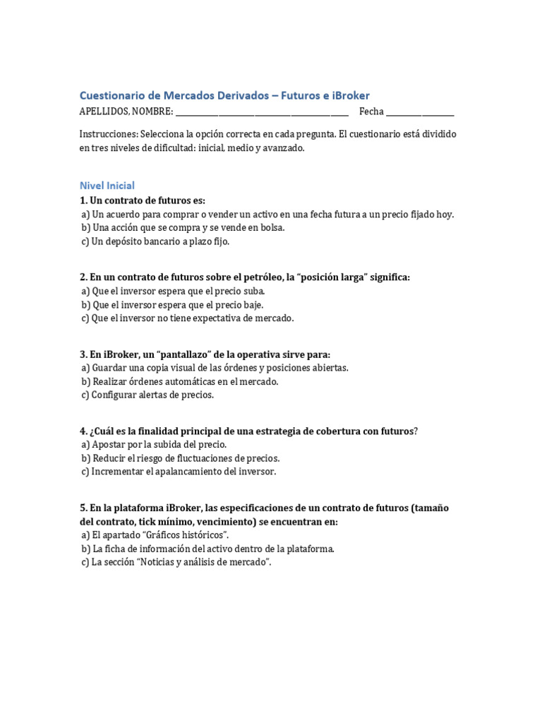 Test Juego | PDF | Contratos futuros | Mercados financieros