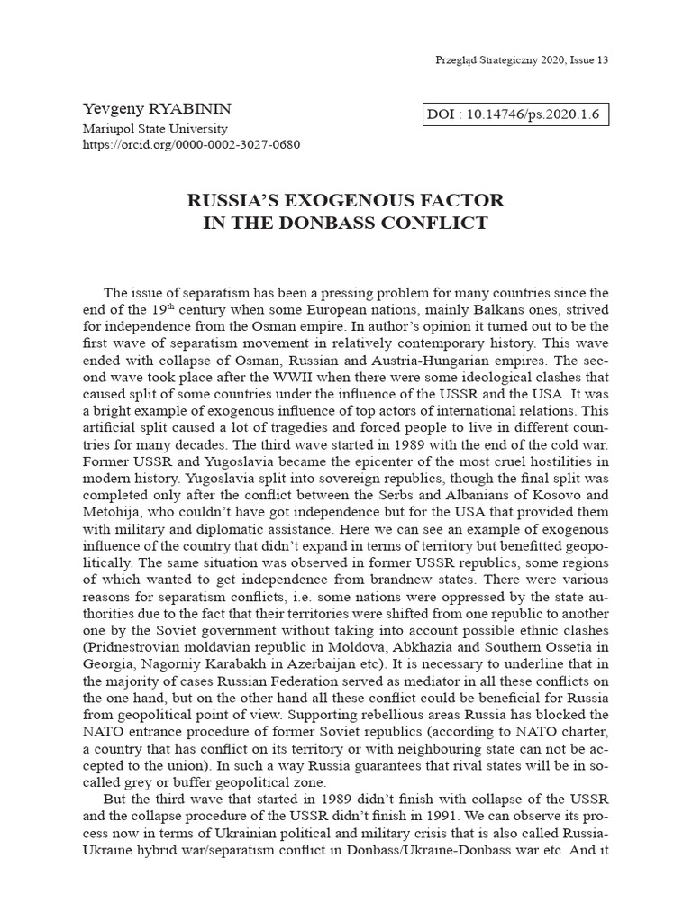Russia S Exogenous Factor in The Donbass | PDF | Viktor Yanukovych ...
