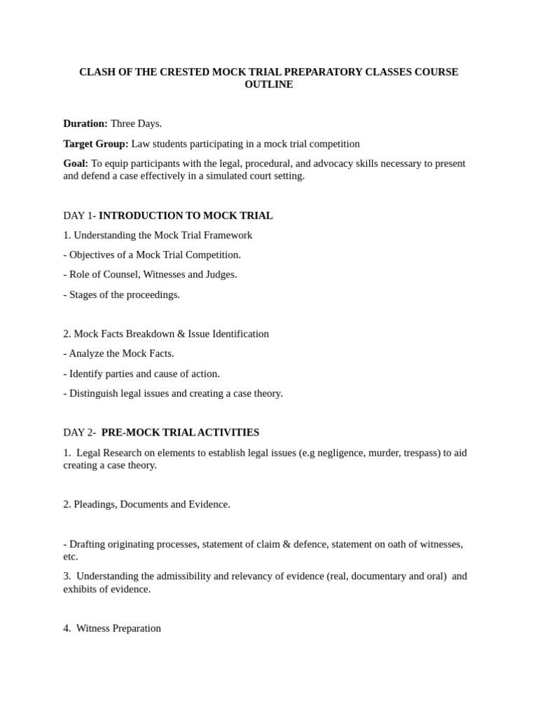 Crest Mock Trial Course Outline | PDF