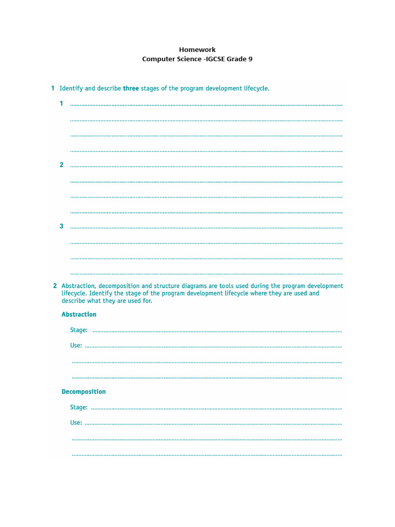 Holiday Homework Grade 9 | PDF
