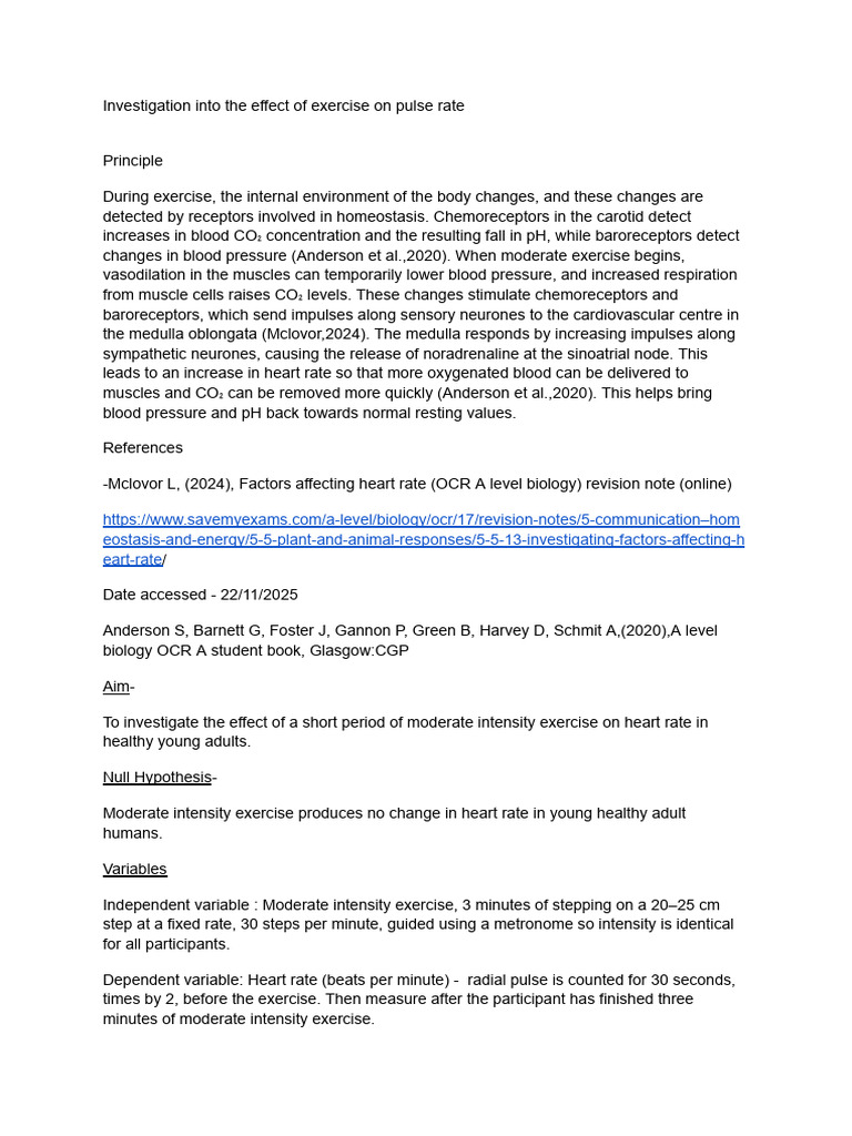 Effect of Exercise on Heart Rate | PDF | Heart Rate | P Value