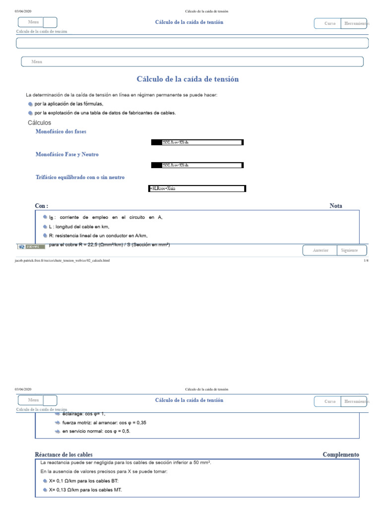 Cálculo de la Caída de Tensión | PDF | Corriente eléctrica | voltaje