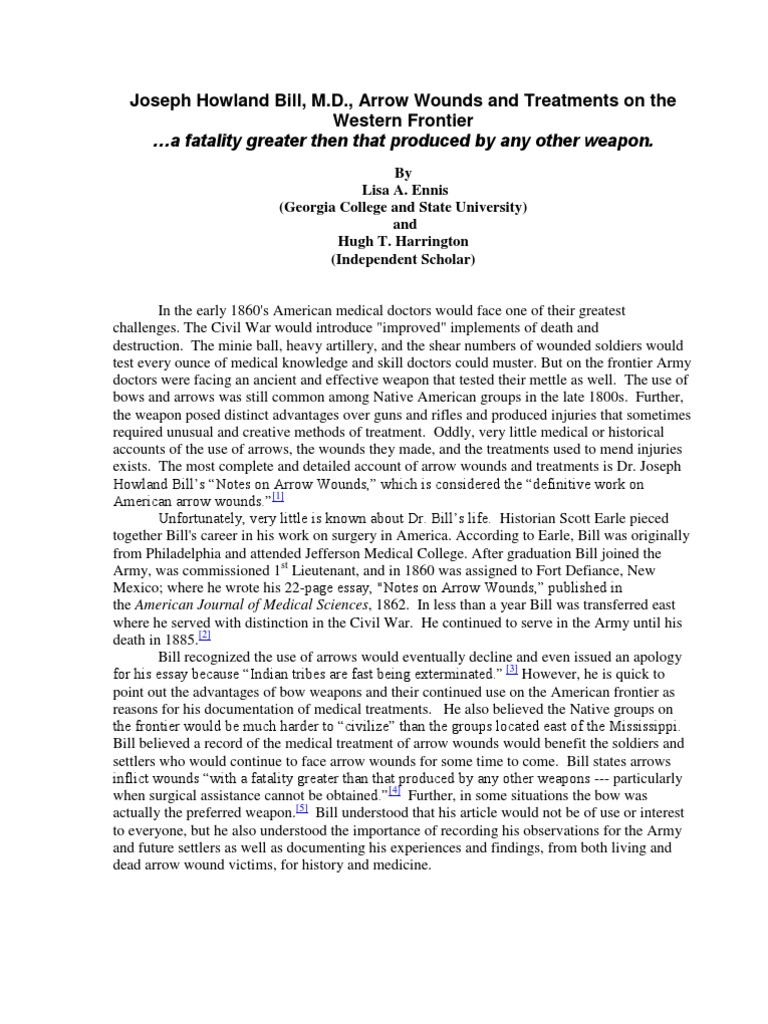 Arrow Wounds and Treatments On The Western Frontier | PDF | Wound | Lung
