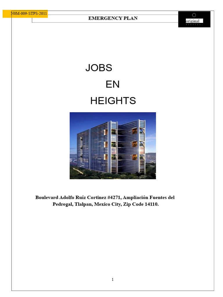 Emergency Plan For Work at Heights | PDF | First Aid | Anchor