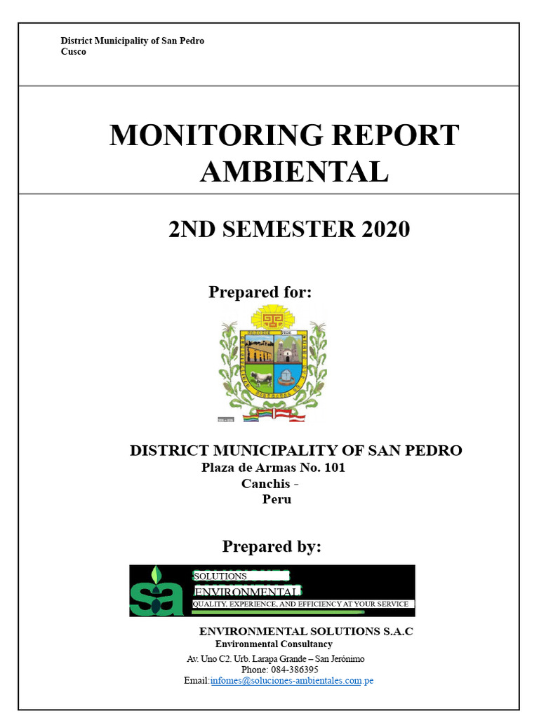 San Pedro District Environmental Report 2020 | PDF | Nitrate | Water