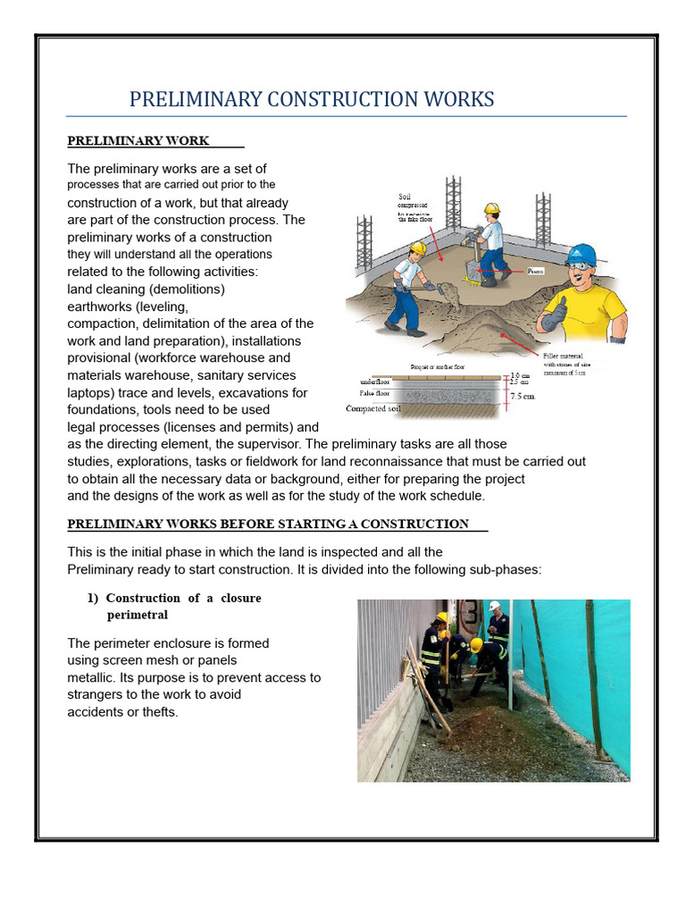 Essential Preliminary Construction Works | PDF | Sanitation