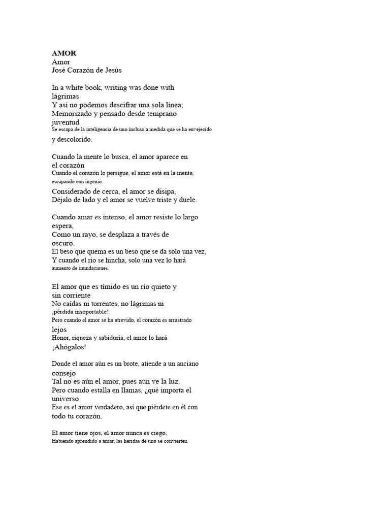 Amor de José Corazón de Jesús | PDF