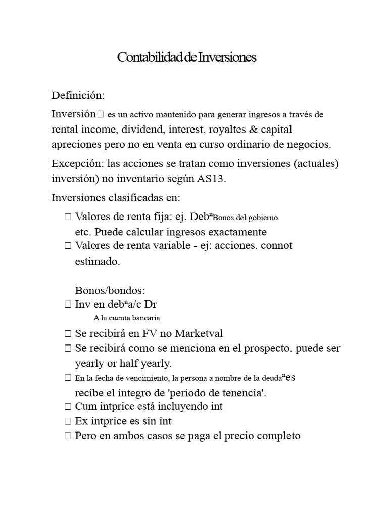 Contabilidad de Inversiones | PDF | Compartir (Finanzas) | Inversiones