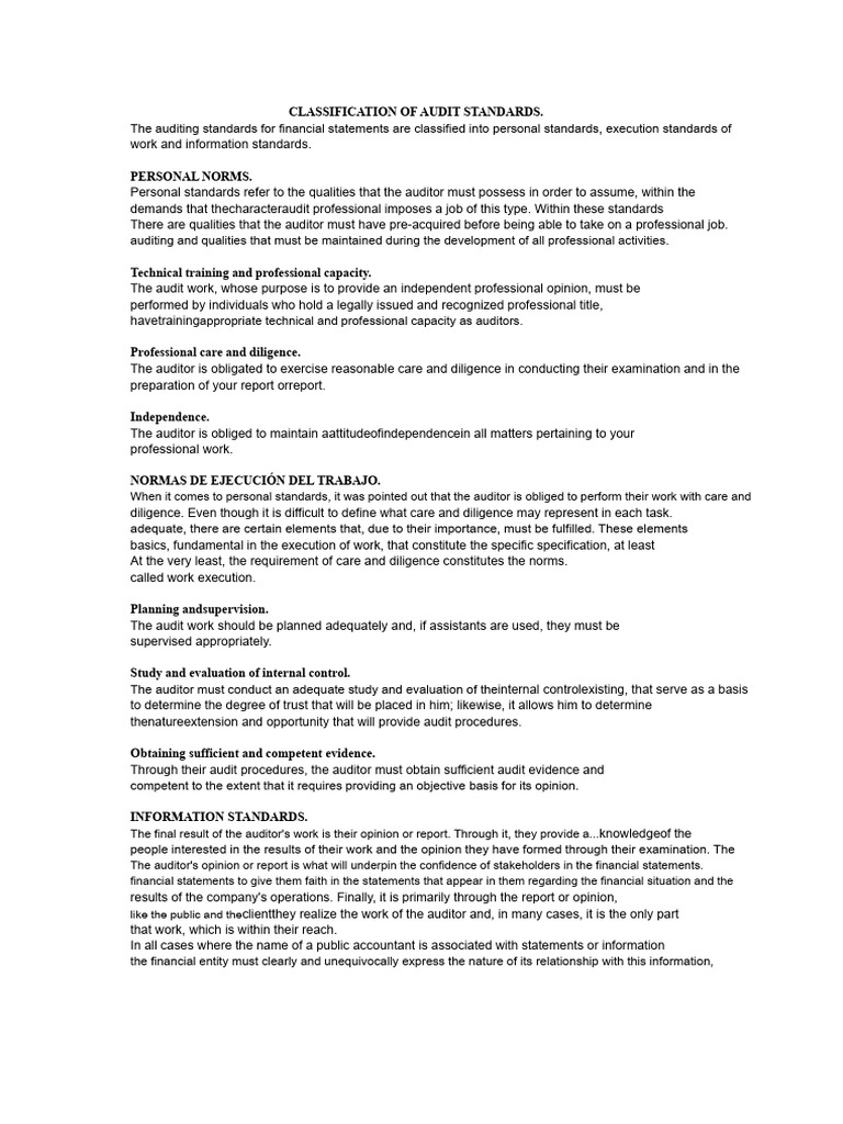 Audit Standards Classification Explained | PDF | Audit | Business
