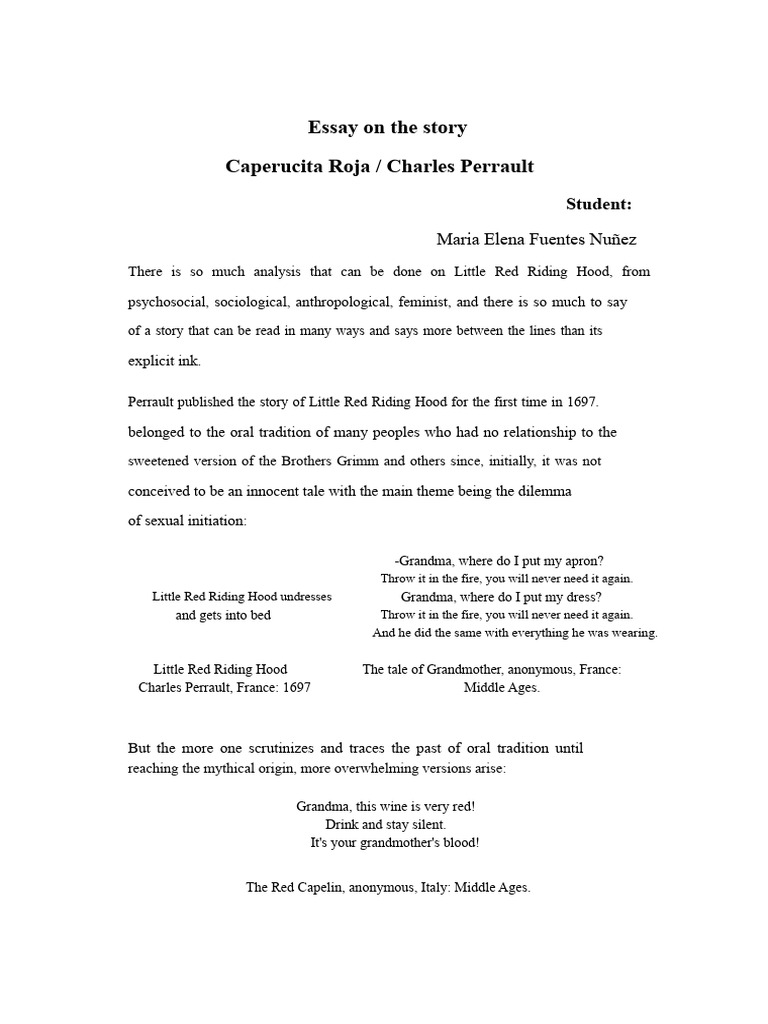 Essay On The Tale of Little Red Riding Hood | PDF | Little Red Riding ...