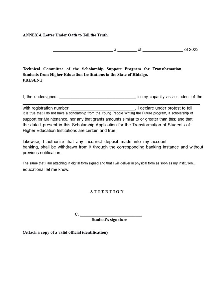 ANNEX 4 Letter Under Oath To Tell The Truth | PDF