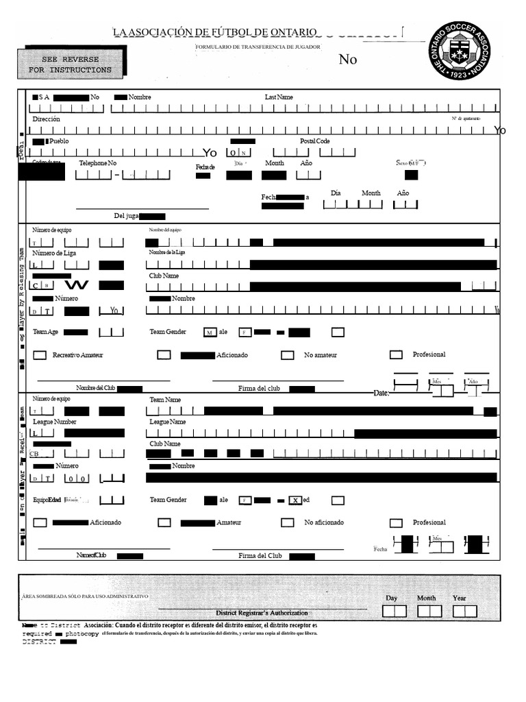 Formulario de Transferencia de Jugador | PDF