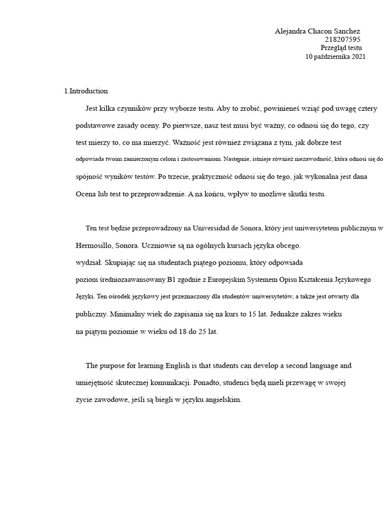 Recenzja Testu EF SET | PDF
