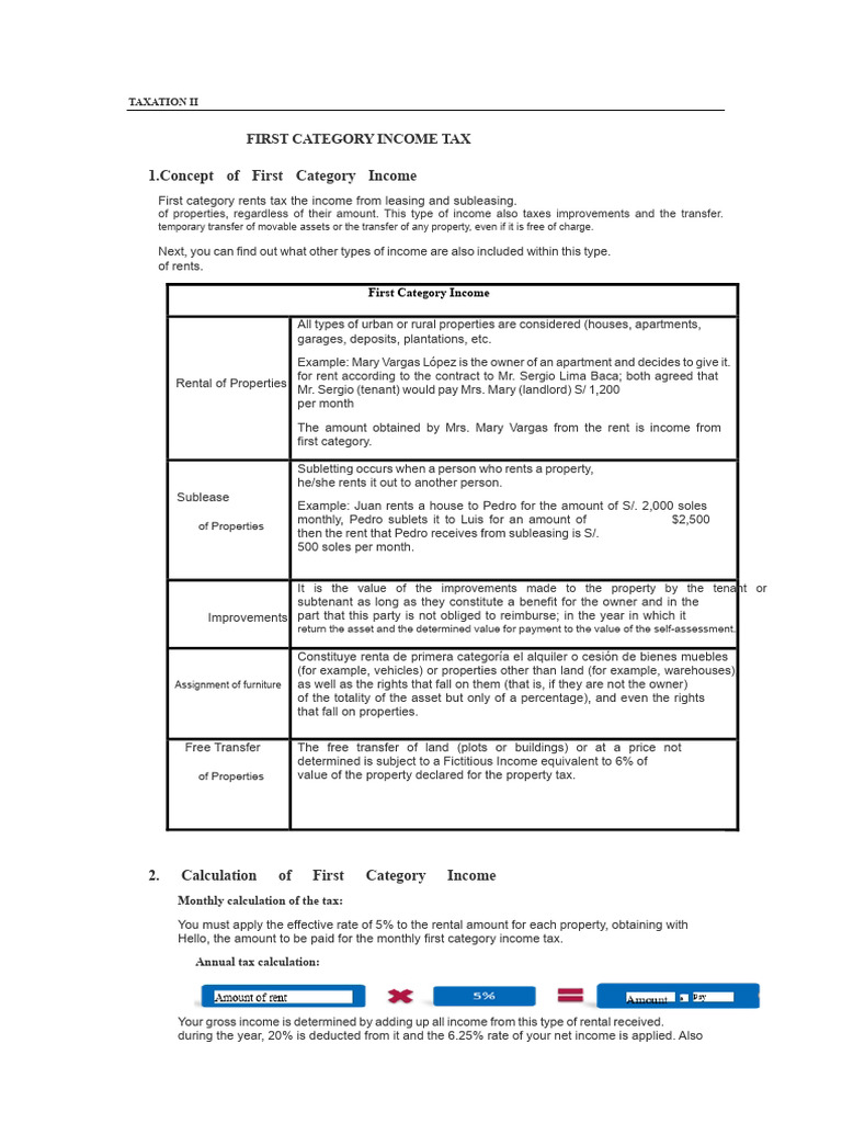 First Category Income Tax Guide | PDF | Lease | Renting