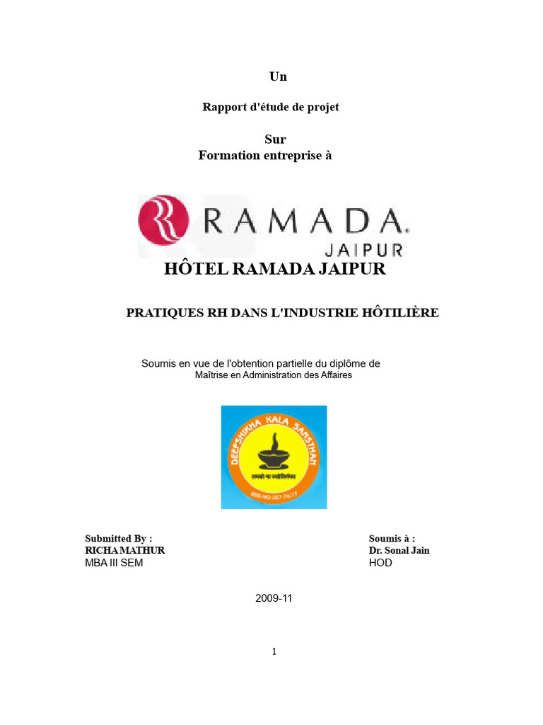 Pratiques RH à l'Hôtel Ramada Jaipur | PDF | Hôtellerie | Hôtel