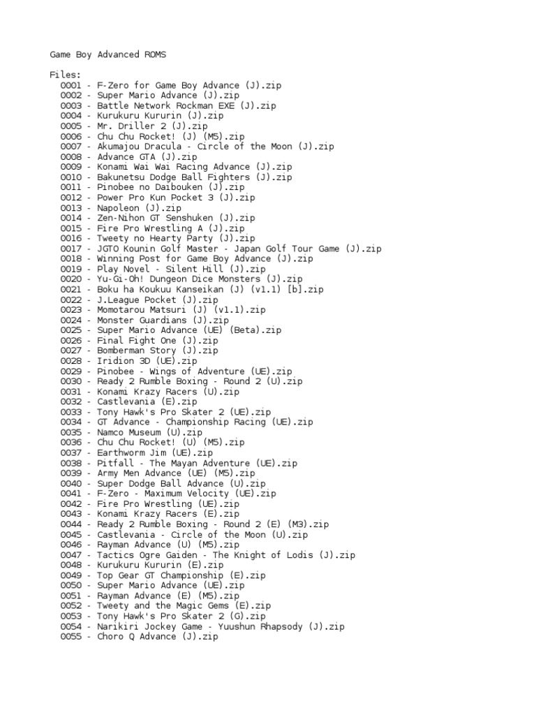 ROMs de Game Boy Advance | PDF