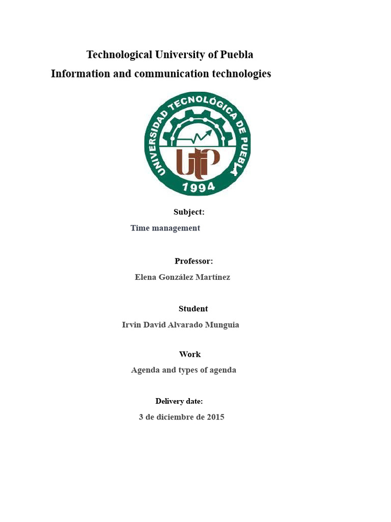 Types of Agendas and Time Management | PDF | Cost Of Living | Information