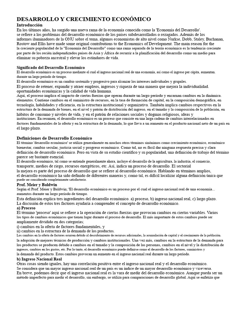 Desarrollo y Crecimiento Económico | PDF | Desarrollo economico ...
