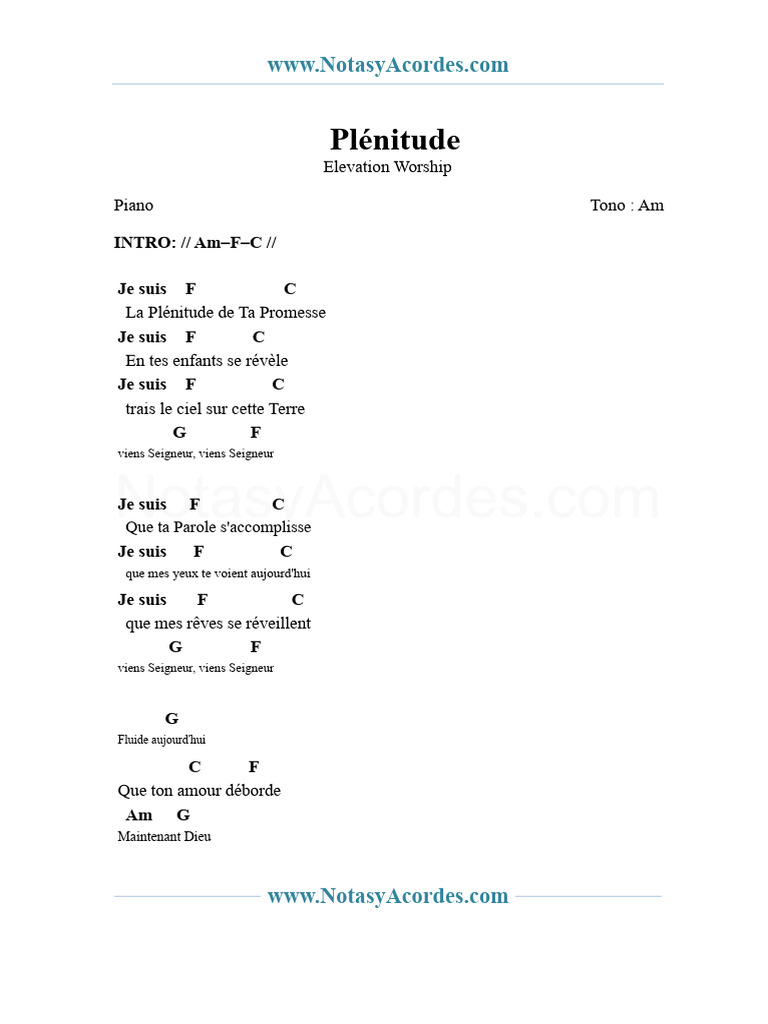 Accord de piano pour "Plénitude" | PDF