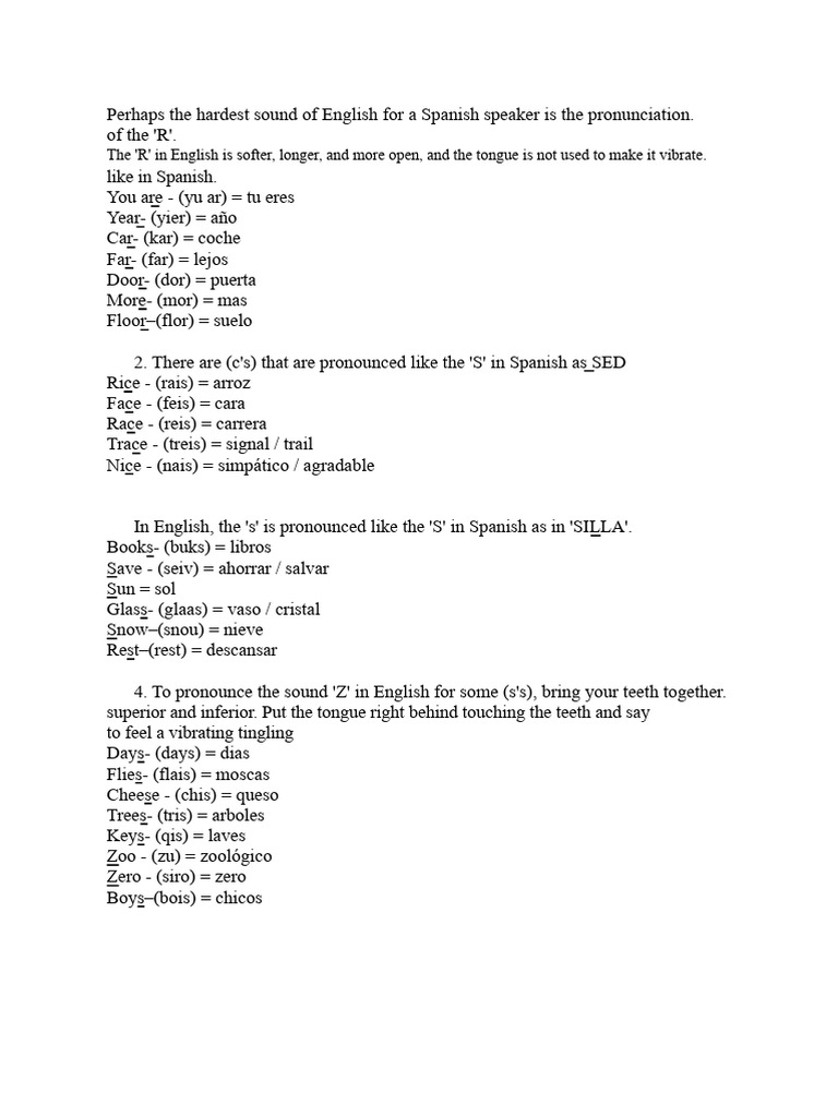 English Pronunciation Guide for Spanish Speakers | PDF | Linguistics ...
