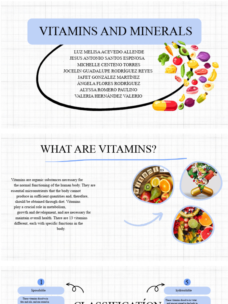 Vitamins and Minerals - General Information and Classification. | PDF ...