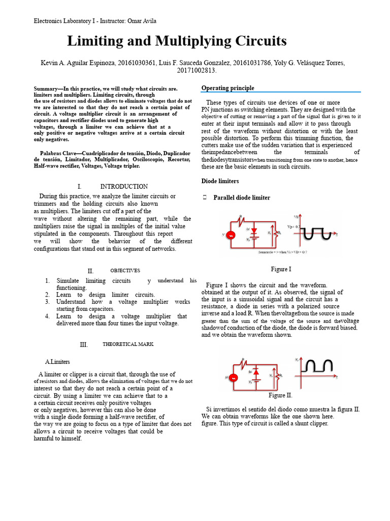 Electronic Report On Limiter and Multiplier Circuits | PDF | Electrical ...
