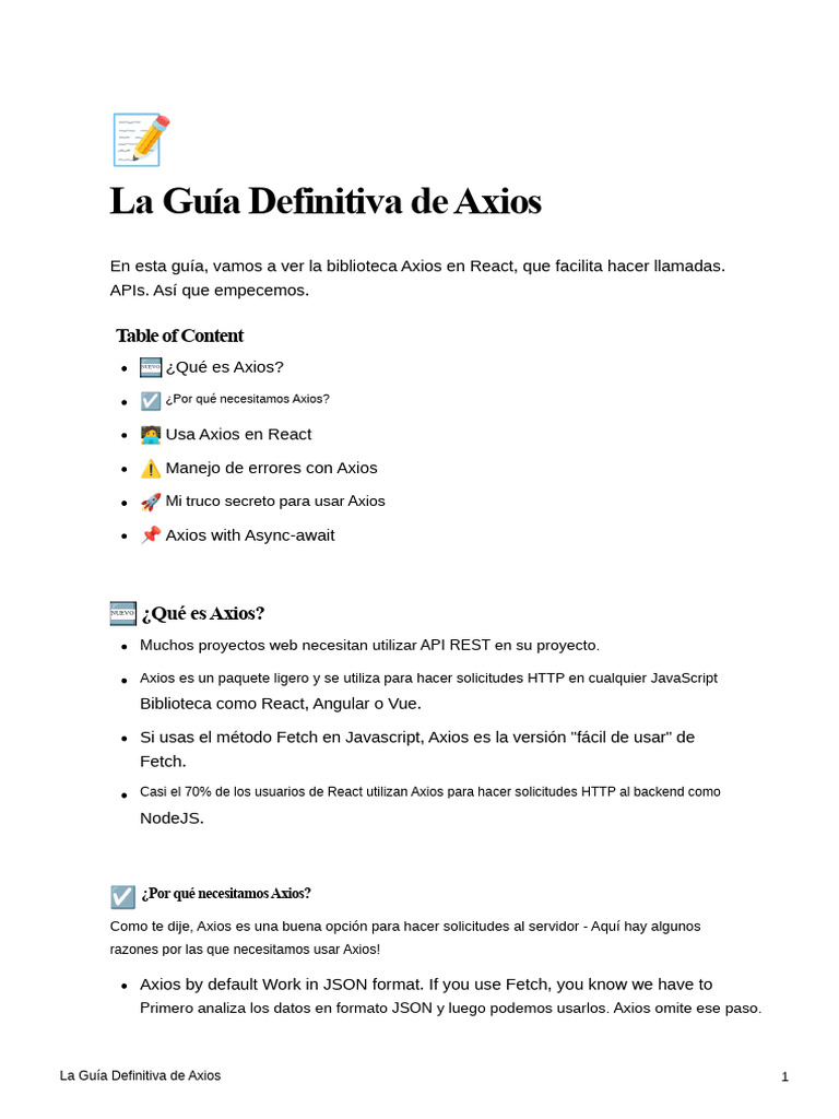 La Guía Definitiva de Axios | PDF | Json | Desarrollo web