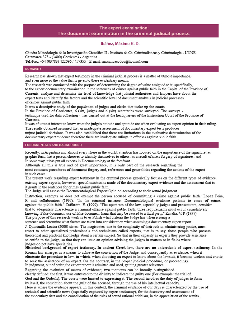 The Documentological Expertise in The Process | PDF | Expert Witness ...
