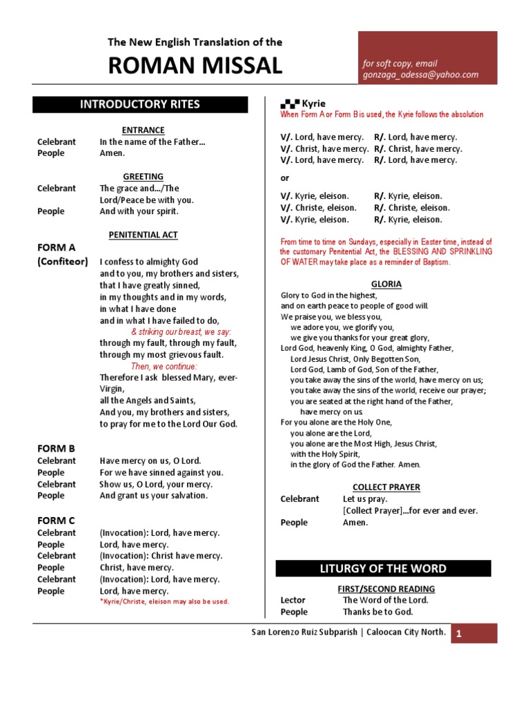 New Roman Missal - English | PDF | Mass (Liturgy) | Mercy